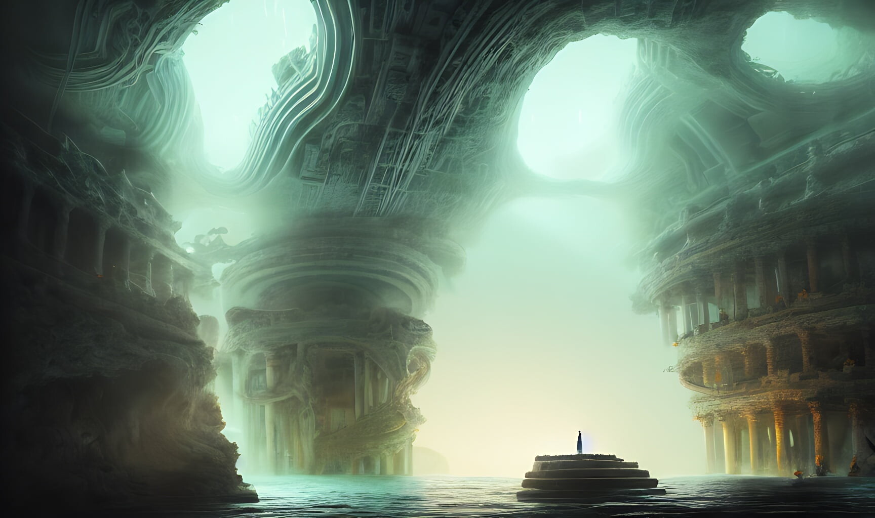 ArtStation - Underground Ocean With Huge Ancient Building