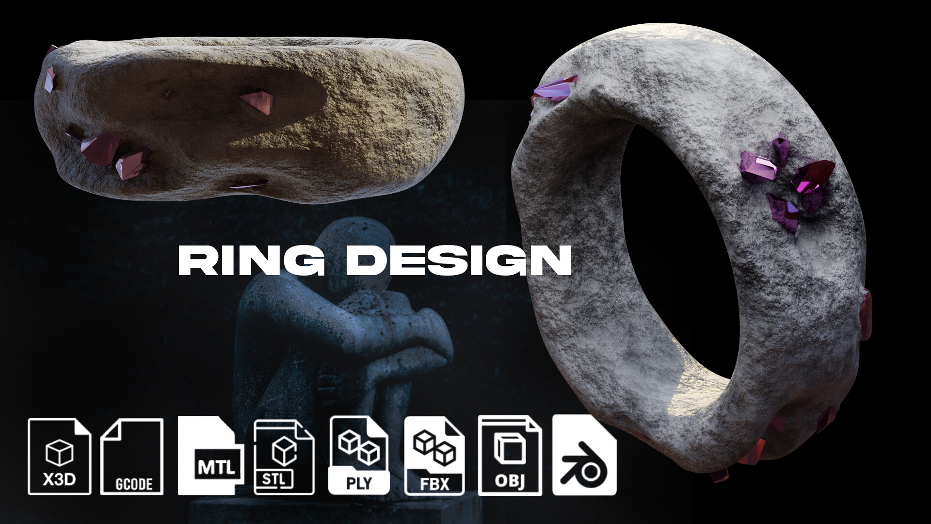 ArtStation - Ring Design inspired By Daniel Arsham