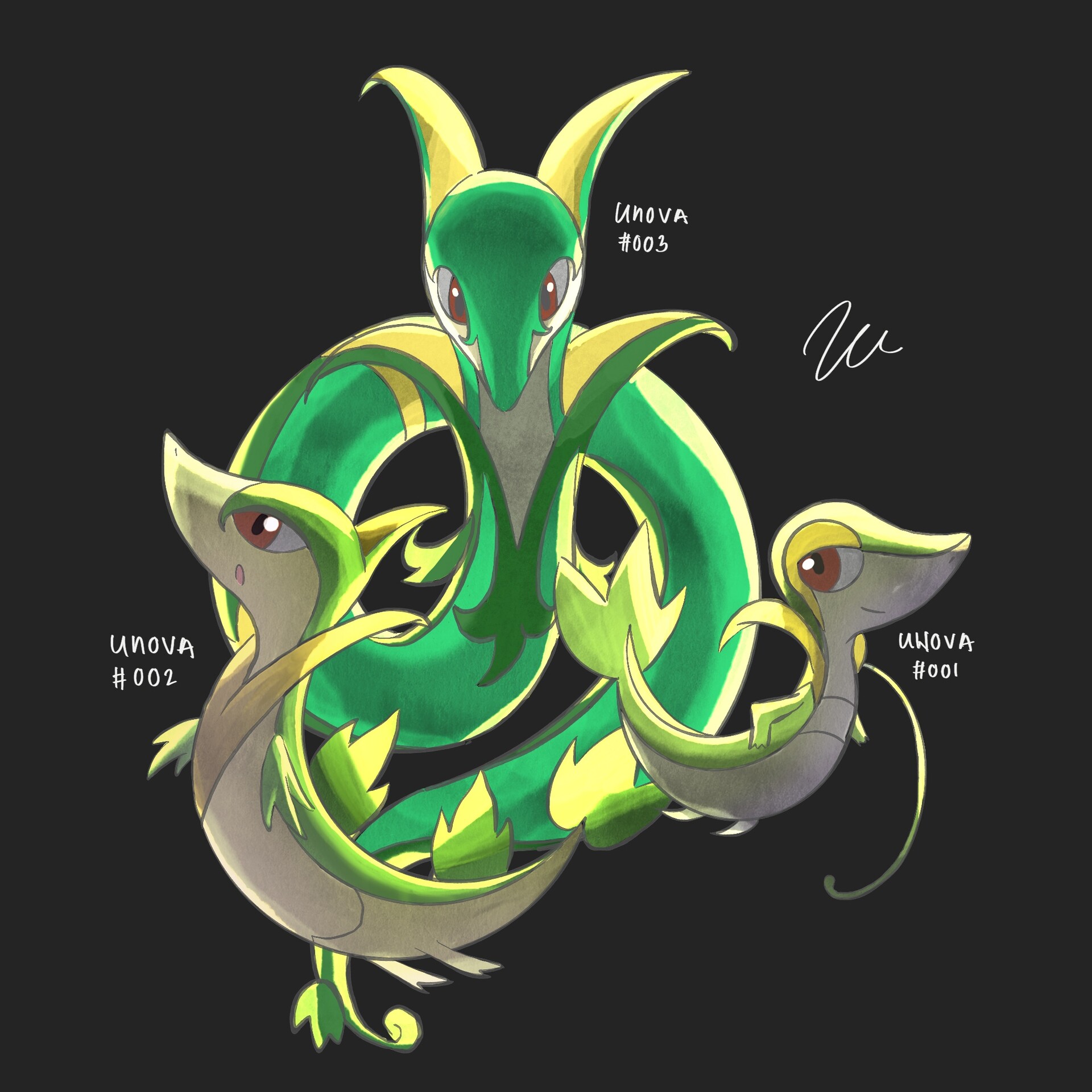 ArtStation - Unova Dex #001-003