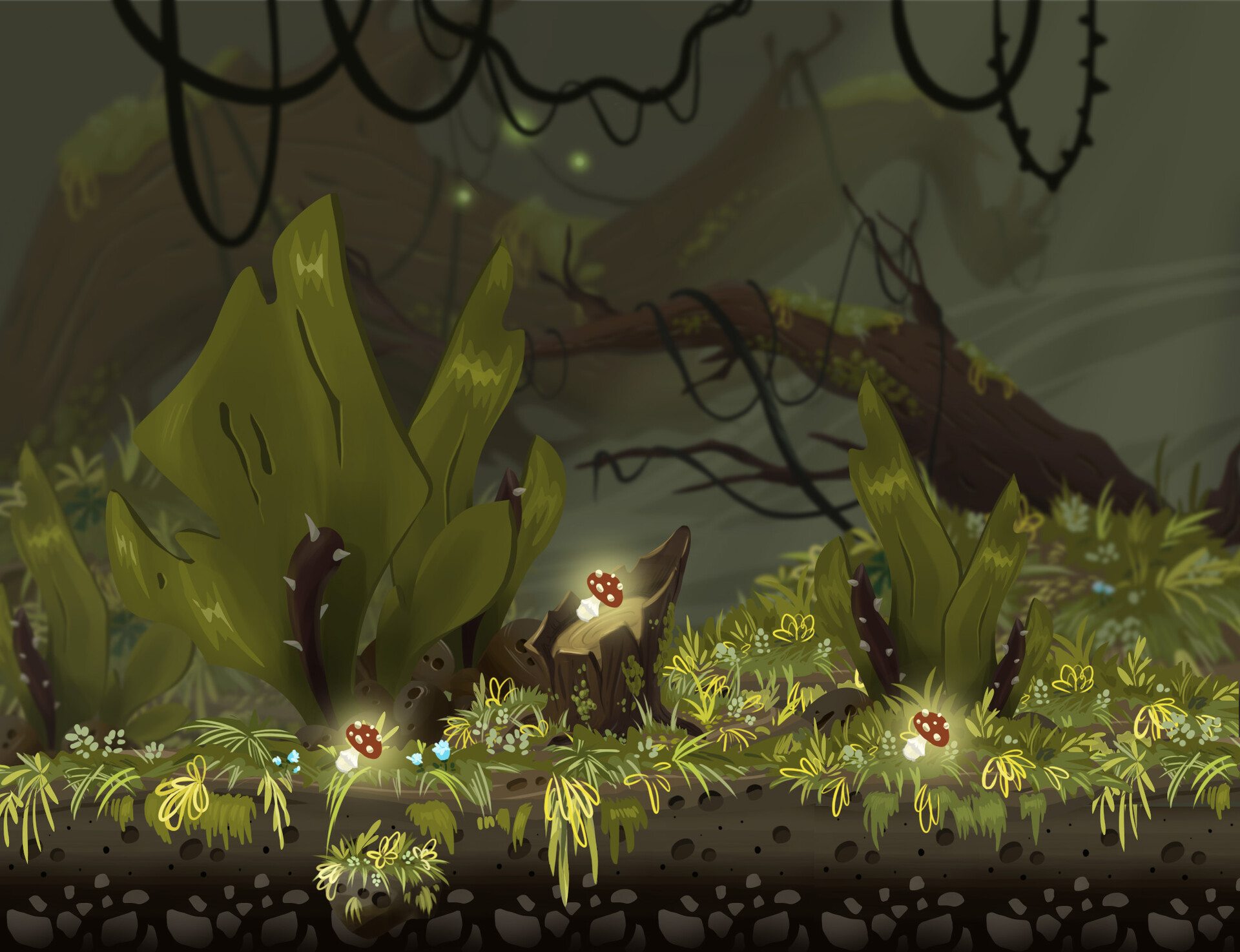 ArtStation - Asset pack for platformer. Location - jungles