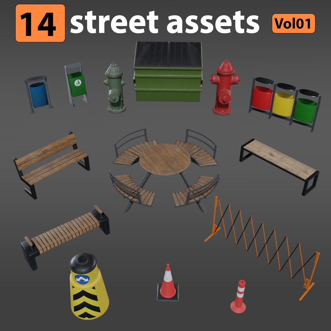 ArtStation - 14 Street Assets_vol01