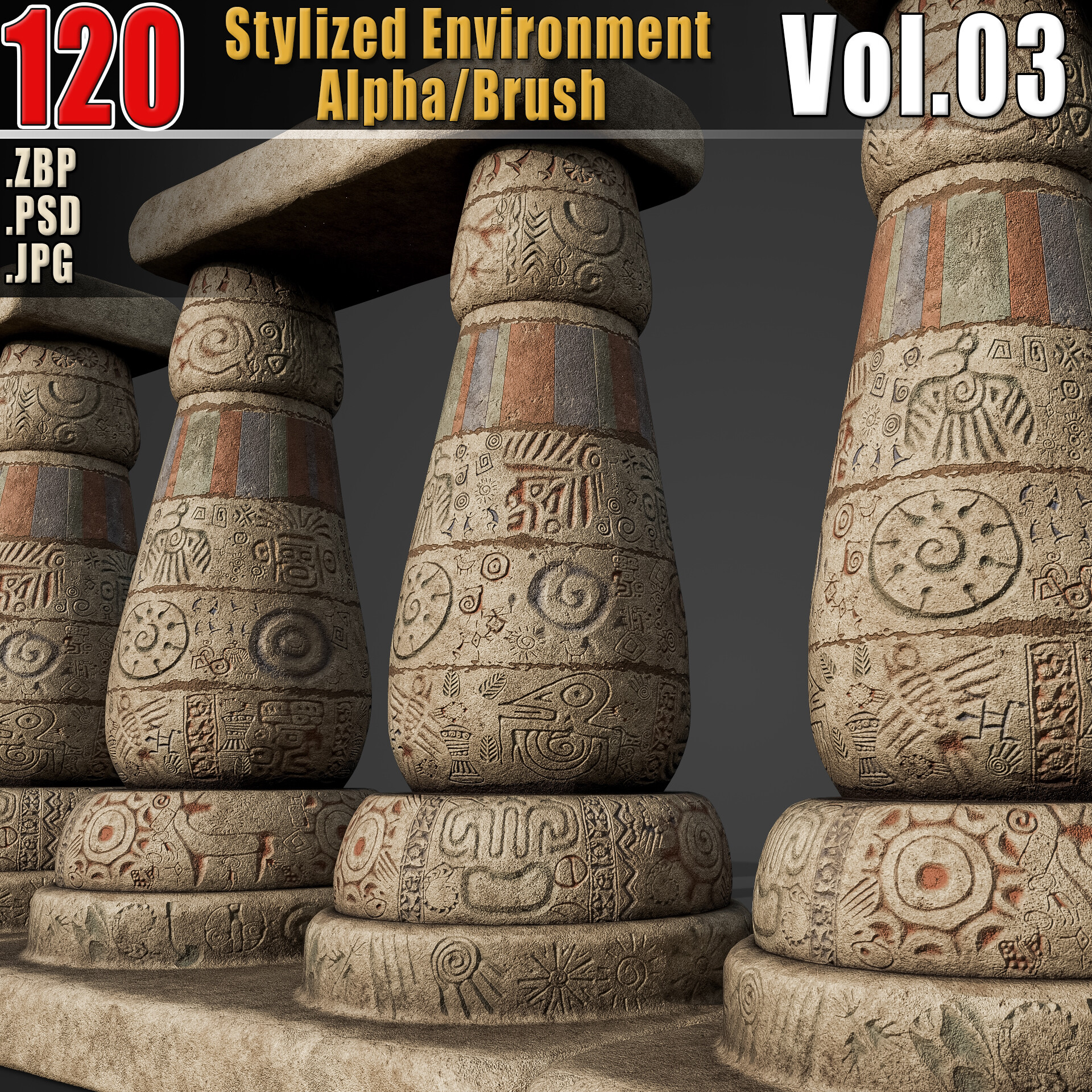 ArtStation - 120 Stylized Environment Alpha/Brush Vol03