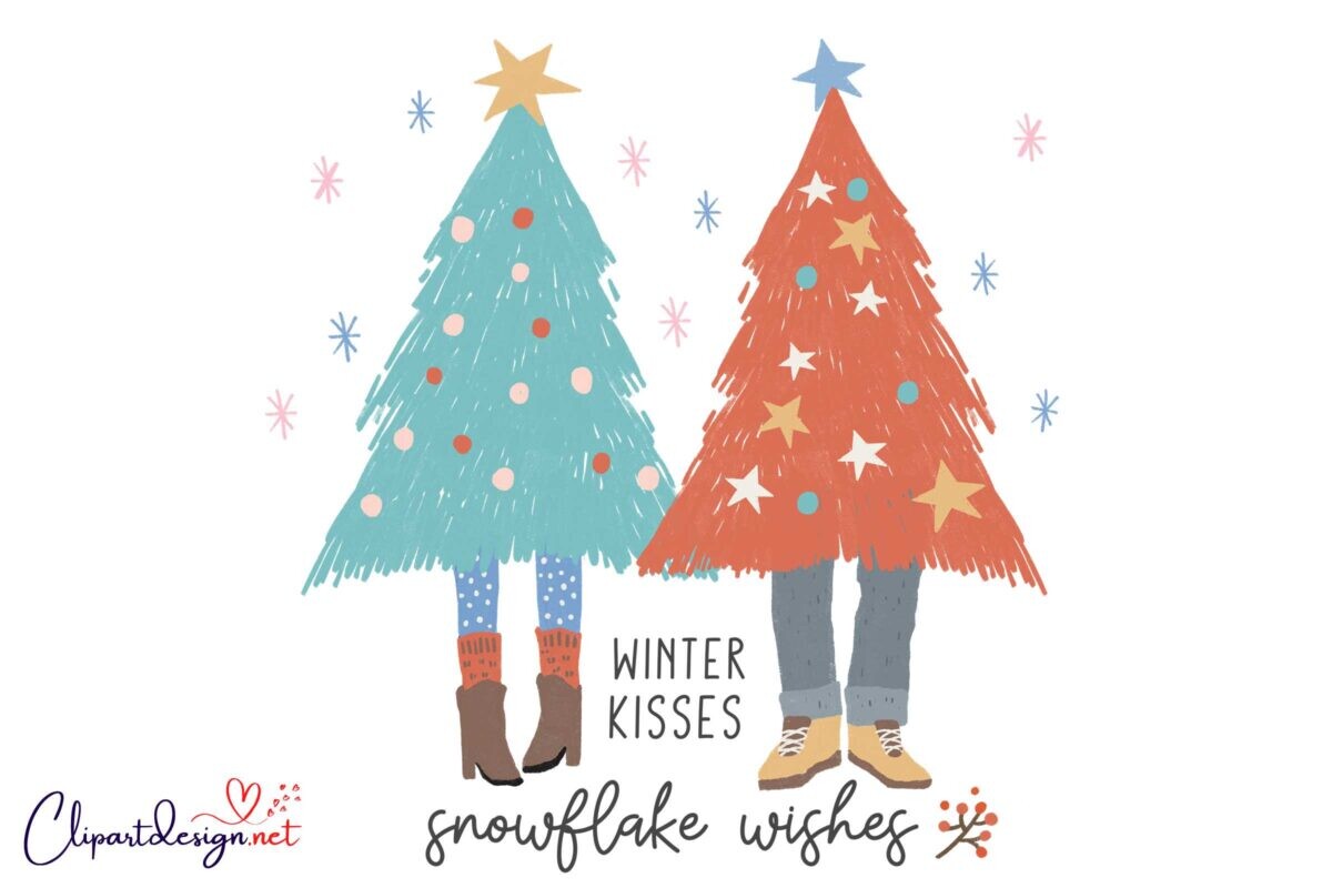 ArtStation - Winter Kisses Snowflake Wishes SVG PNG Christmas Tree Hand ...