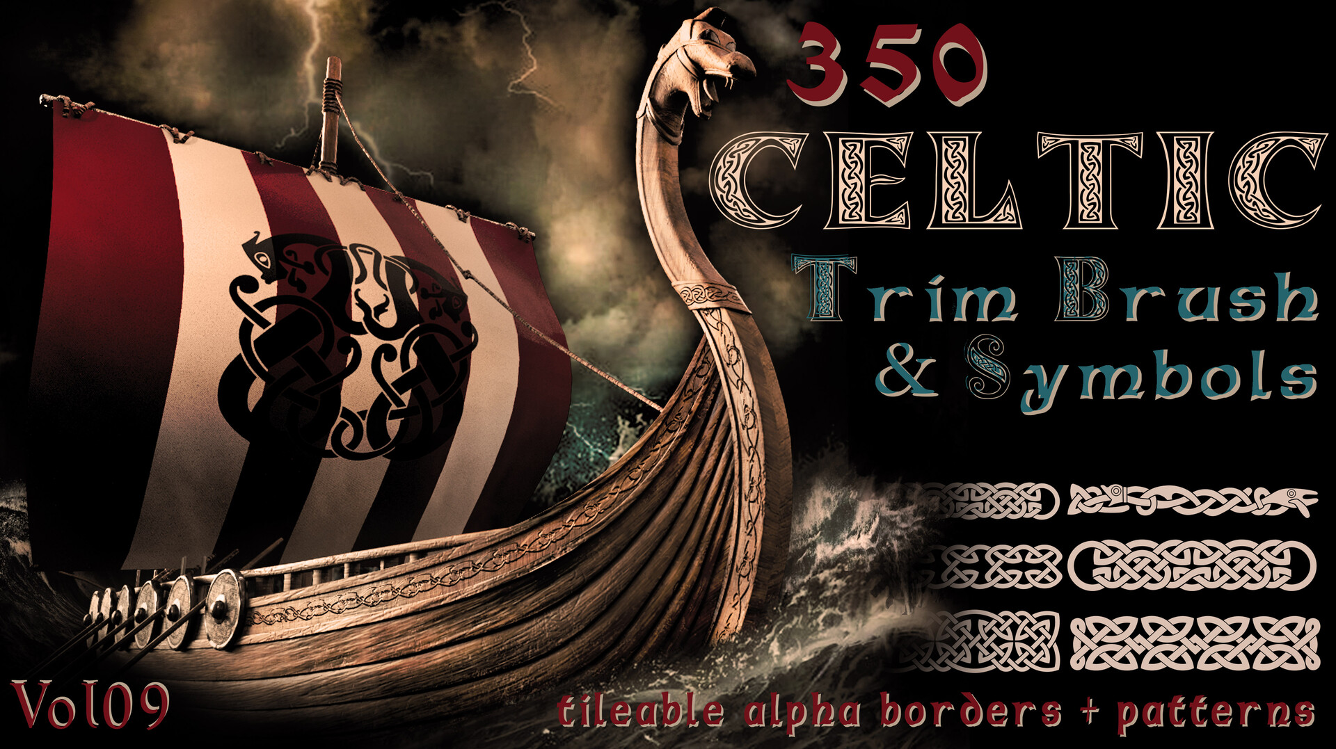 ArtStation - 350 Celtic seamless Trim Brush ornament patterns and ...