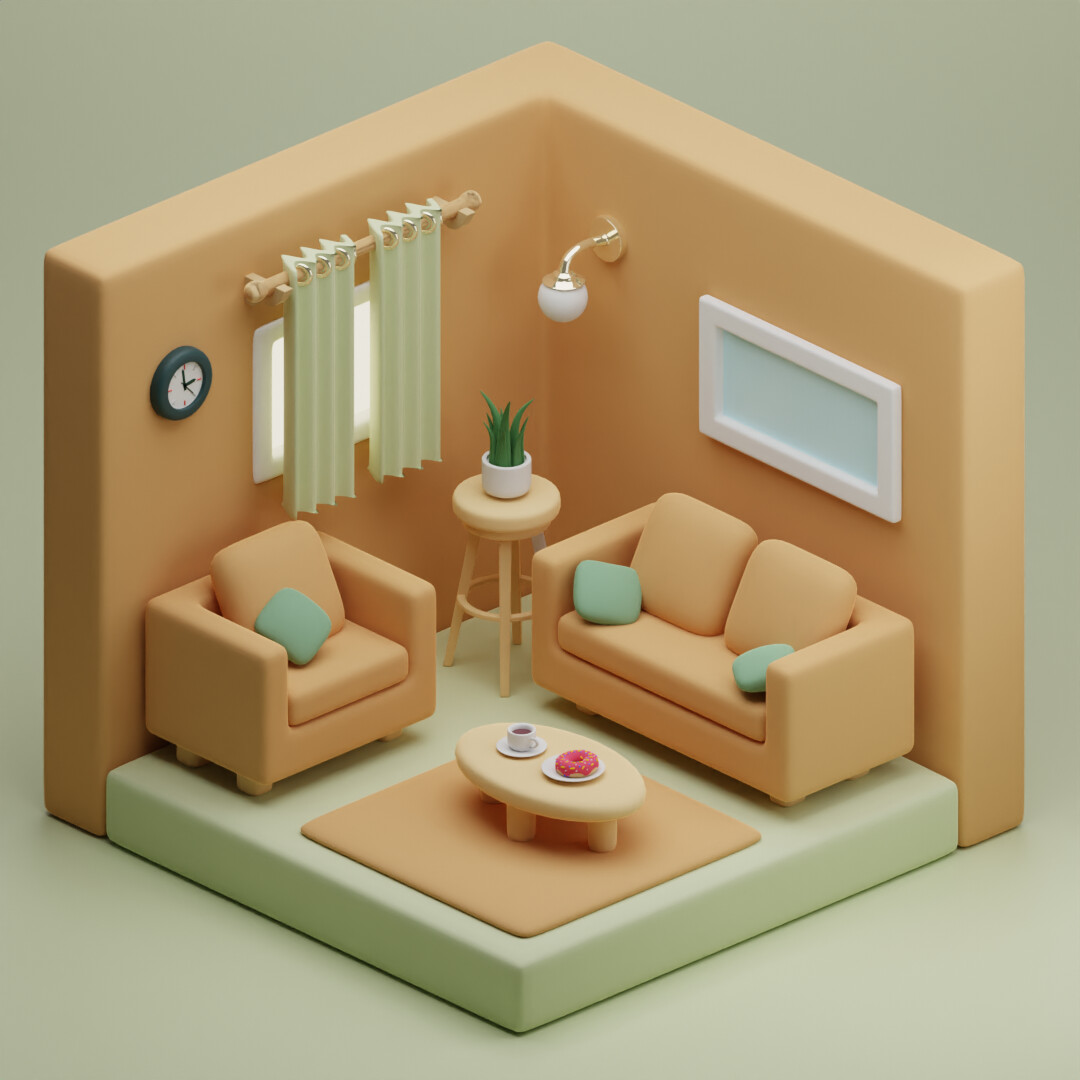 ArtStation - Smooth 3D Living Room