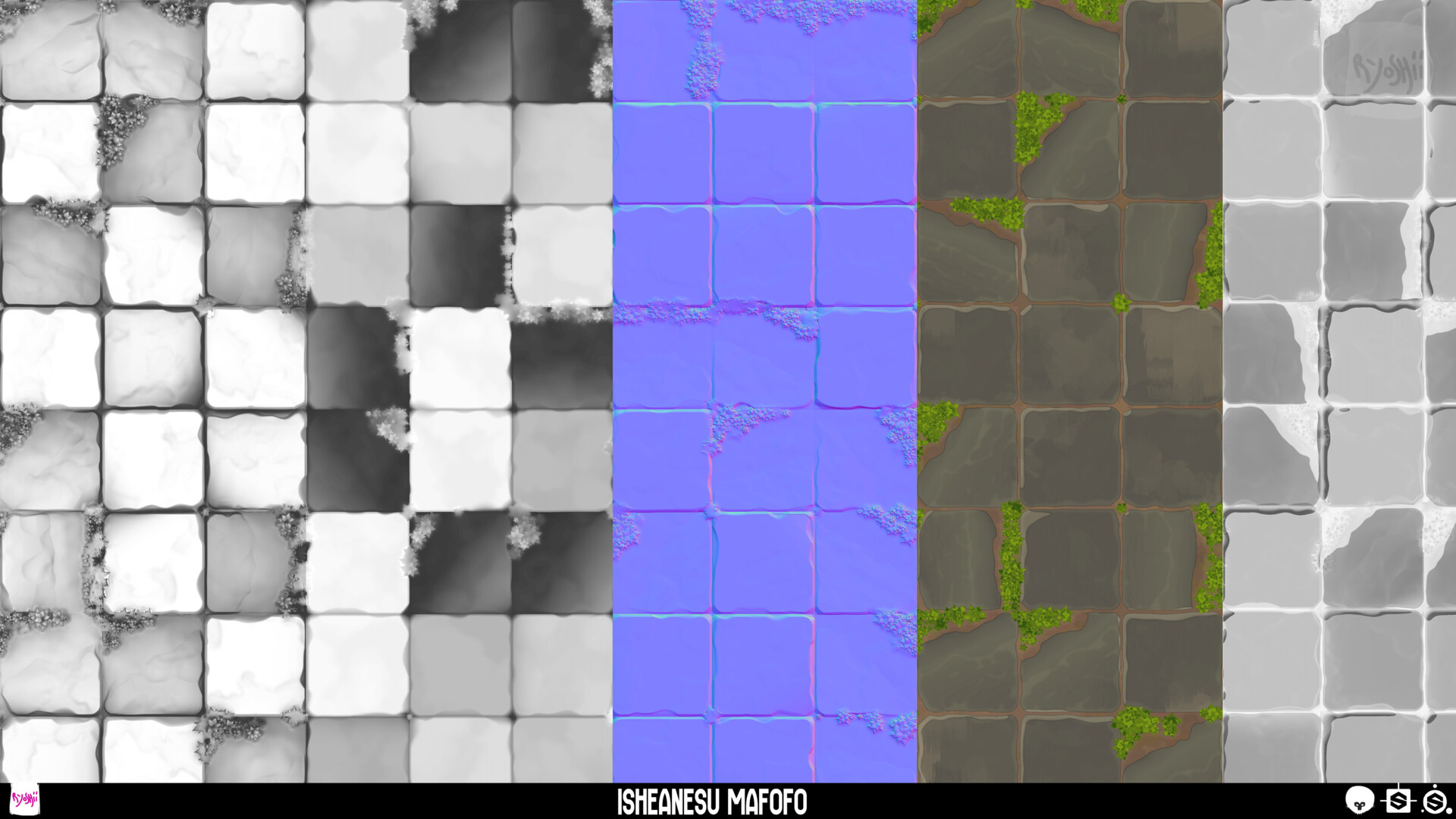 Ryoshii - Stylized Mossy Pavement Texture