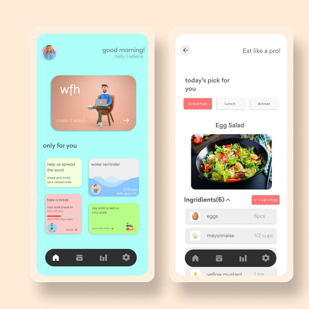 ArtStation - UI for WFH applications to help with metabolism
