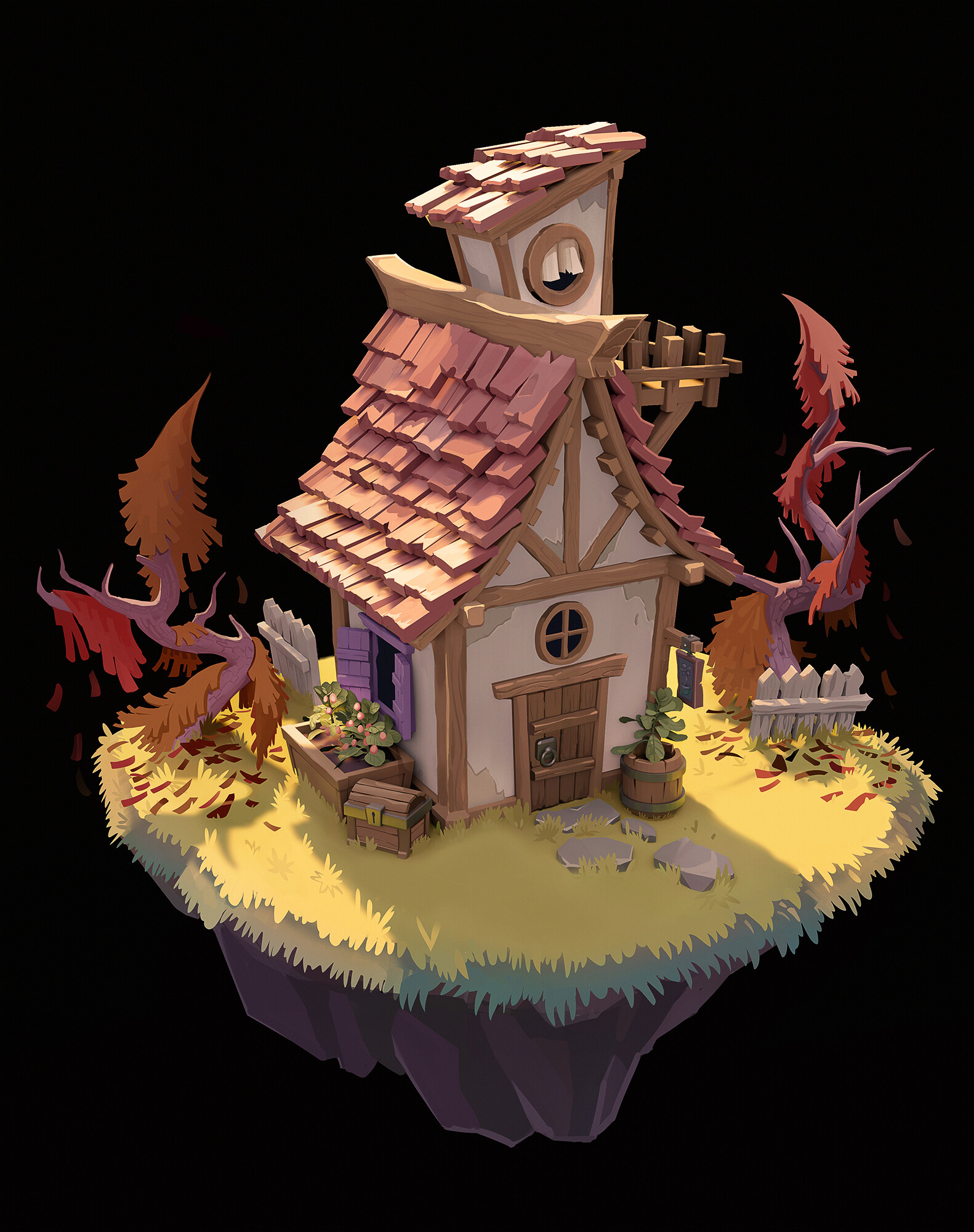 ArtStation - Autumn Cabin Diorama