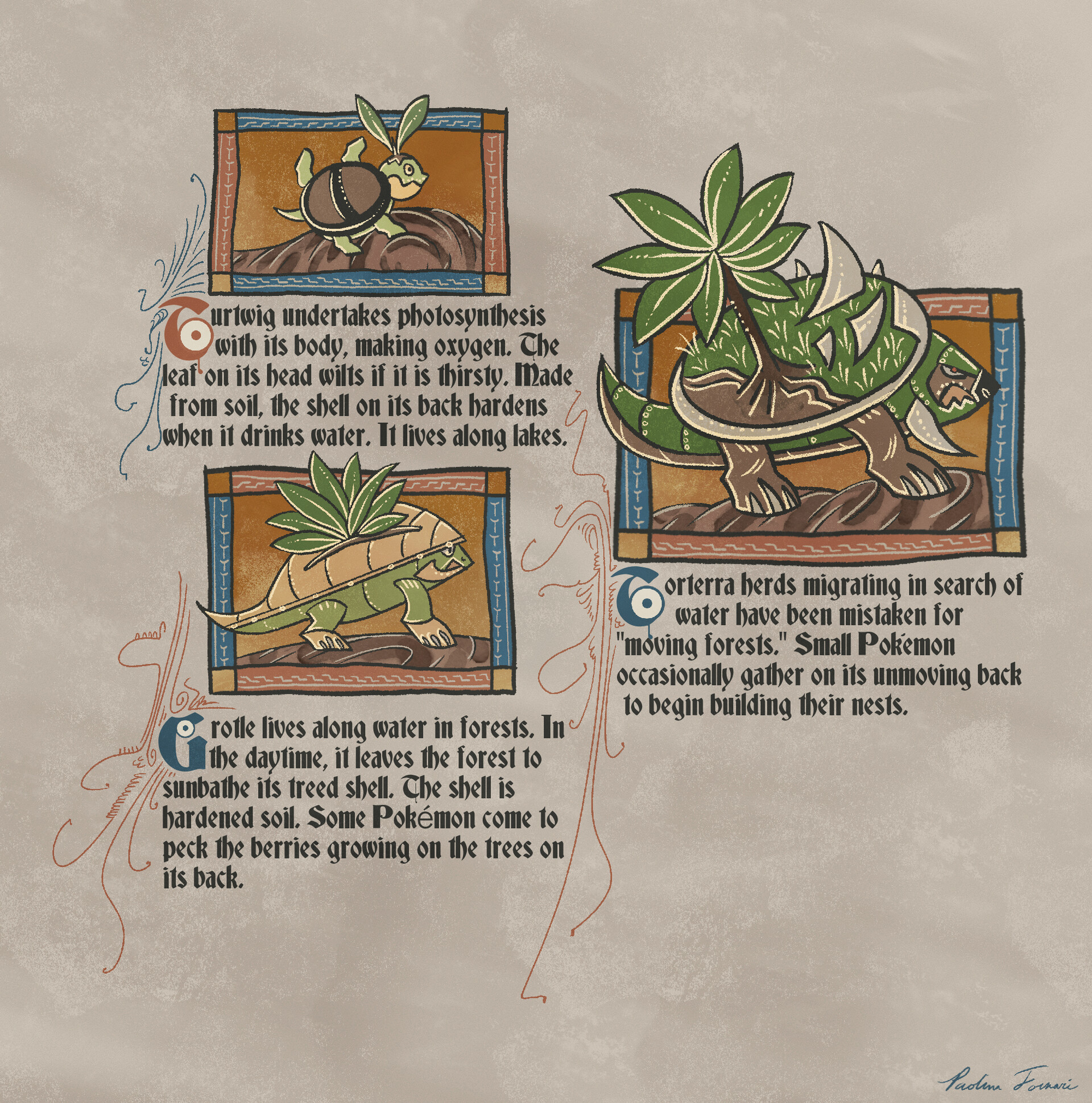 ArtStation - Turtwig Bestiary Illustration