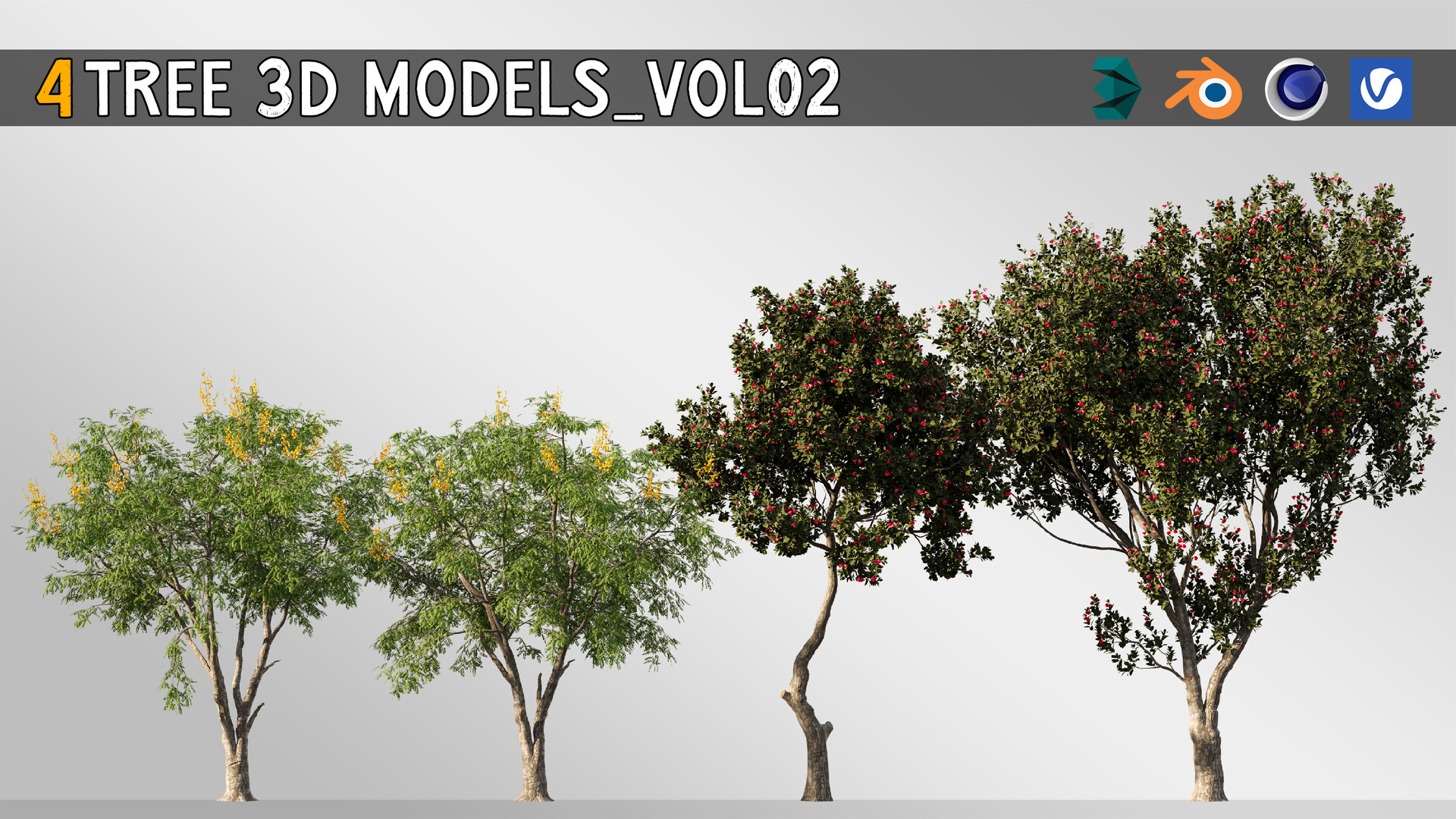 ArtStation - Trees set 3dmodels_Vol 02