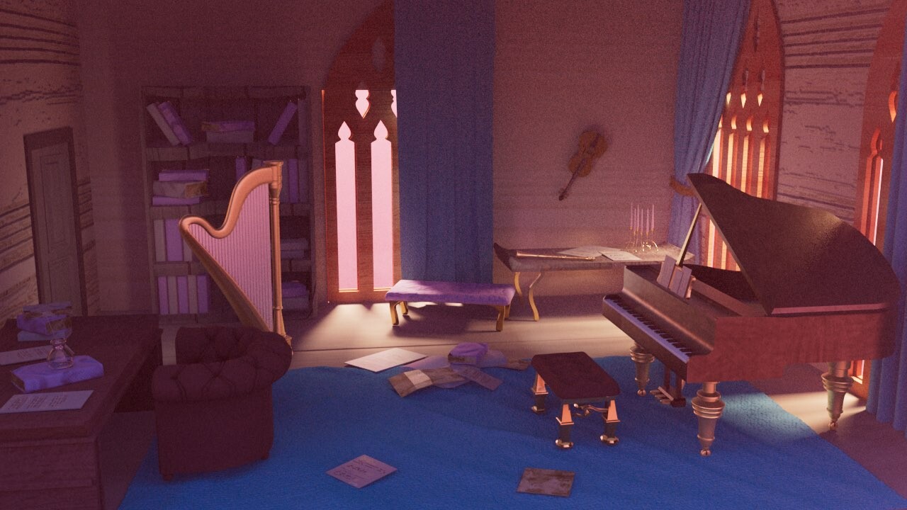 ArtStation - Music room scene