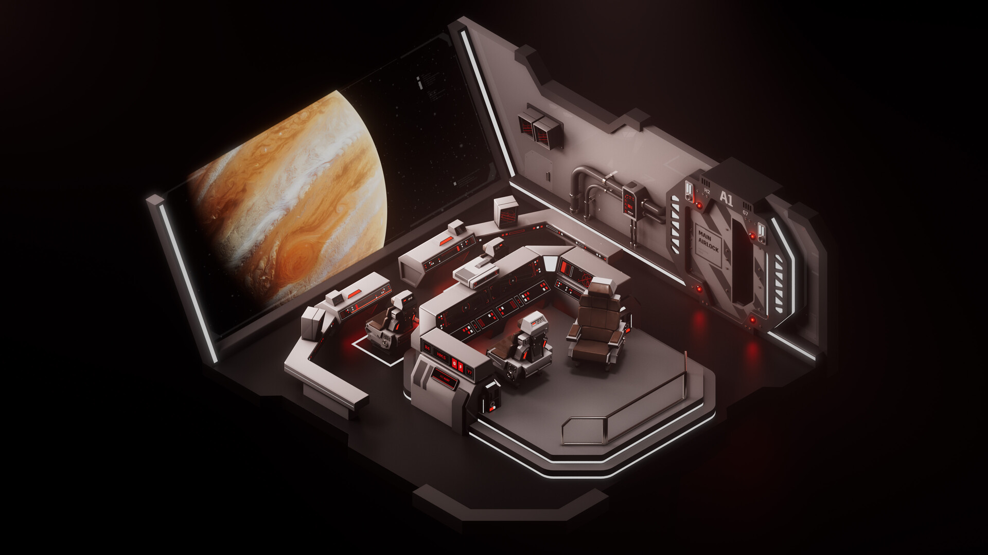 Alien Spacecraft Bridge Console