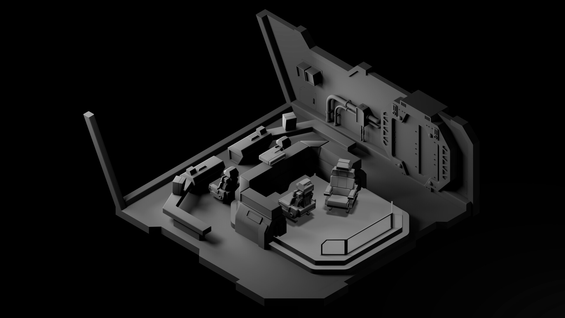 Alien Spacecraft Bridge Console