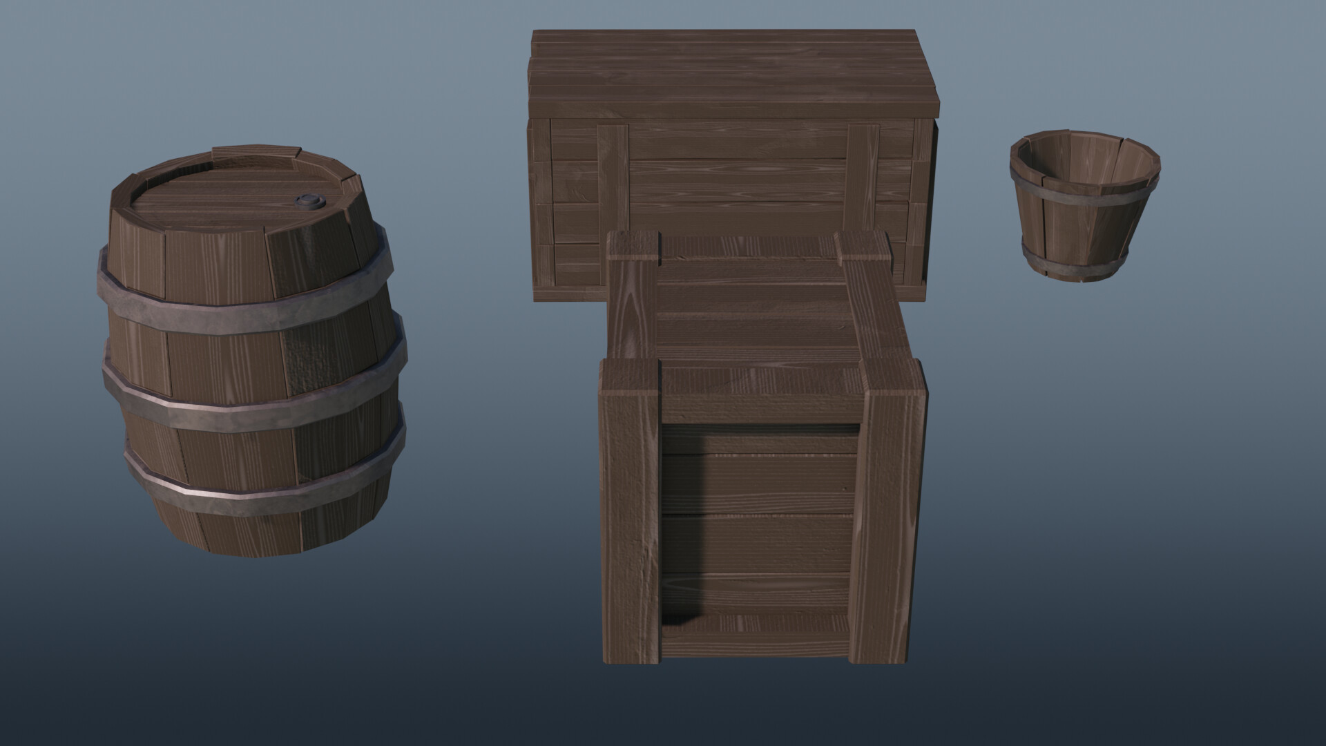 ArtStation - 3d Props: Barrel and Crates