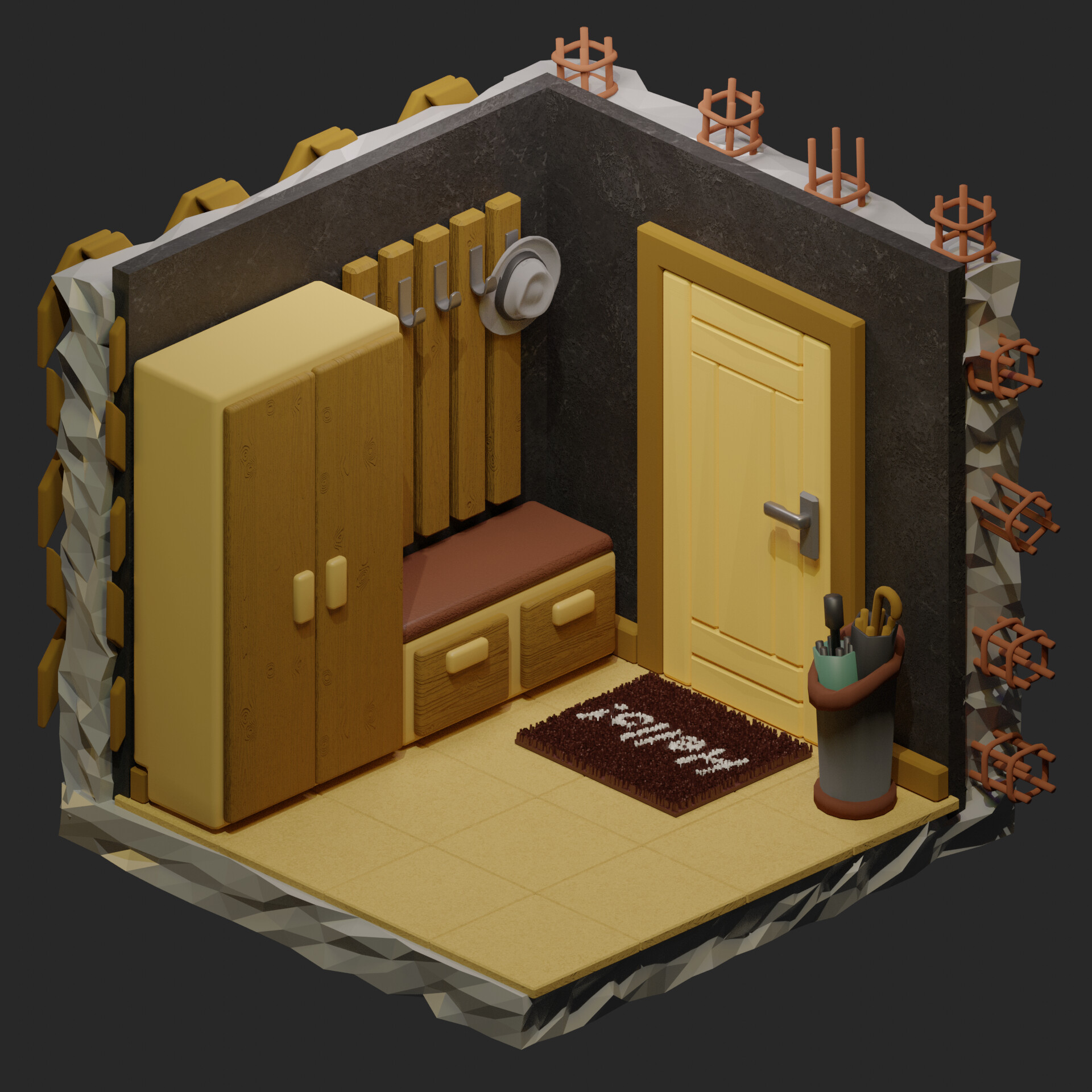 ArtStation - Casual kit orthographic hallway