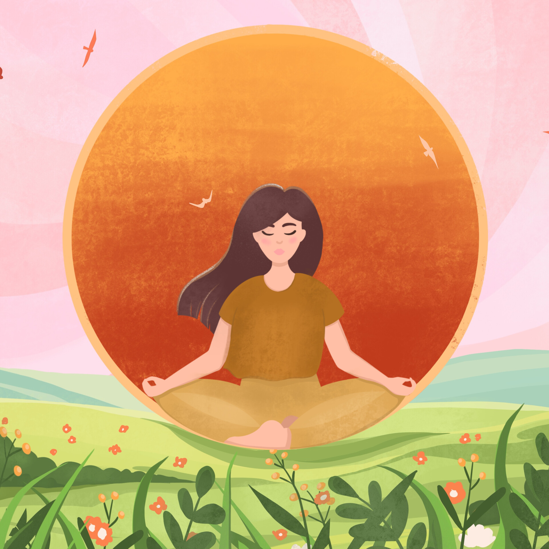 ArtStation - Harmony - Meditation Girl Illustration