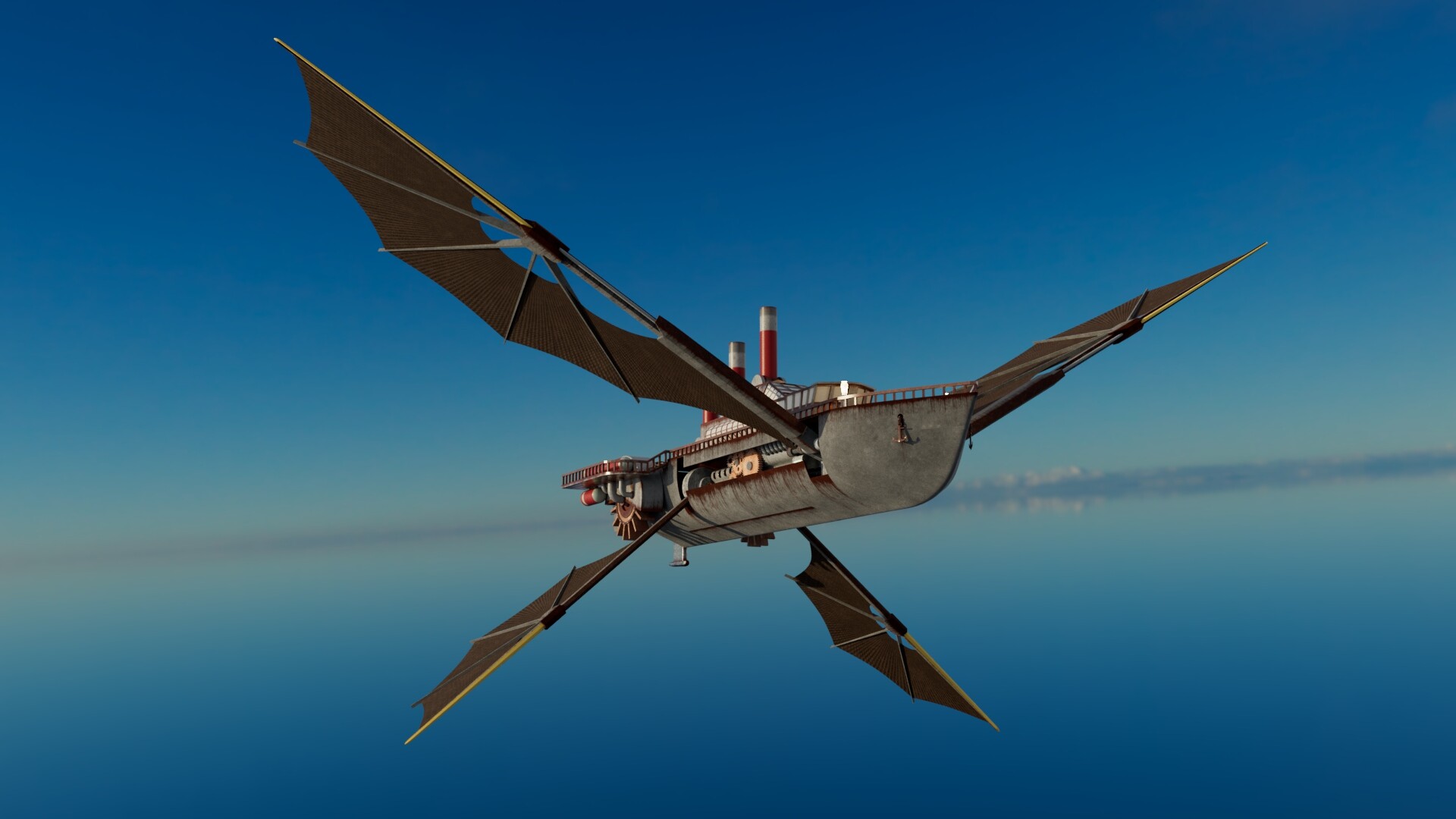 ArtStation - Concept Design: Steampunk Flying Ship (Low poly and high ...