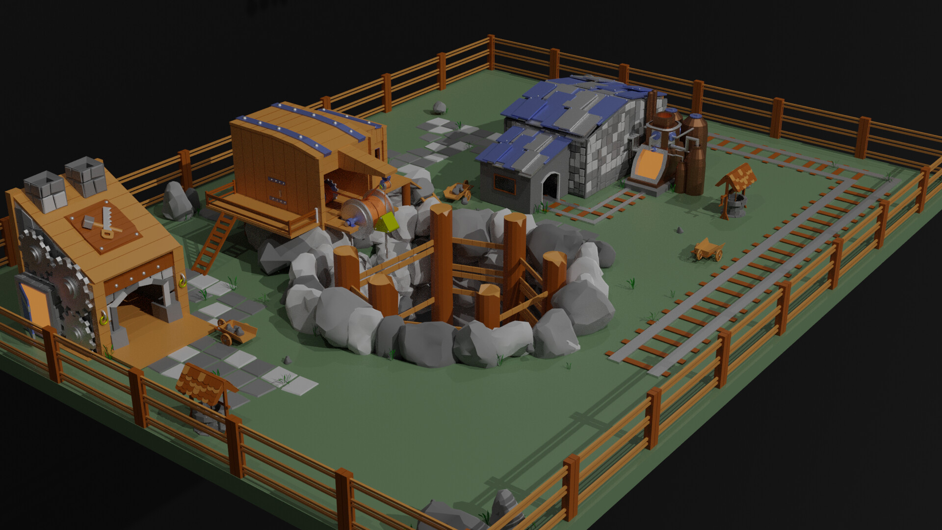 ArtStation - low poly mining area
