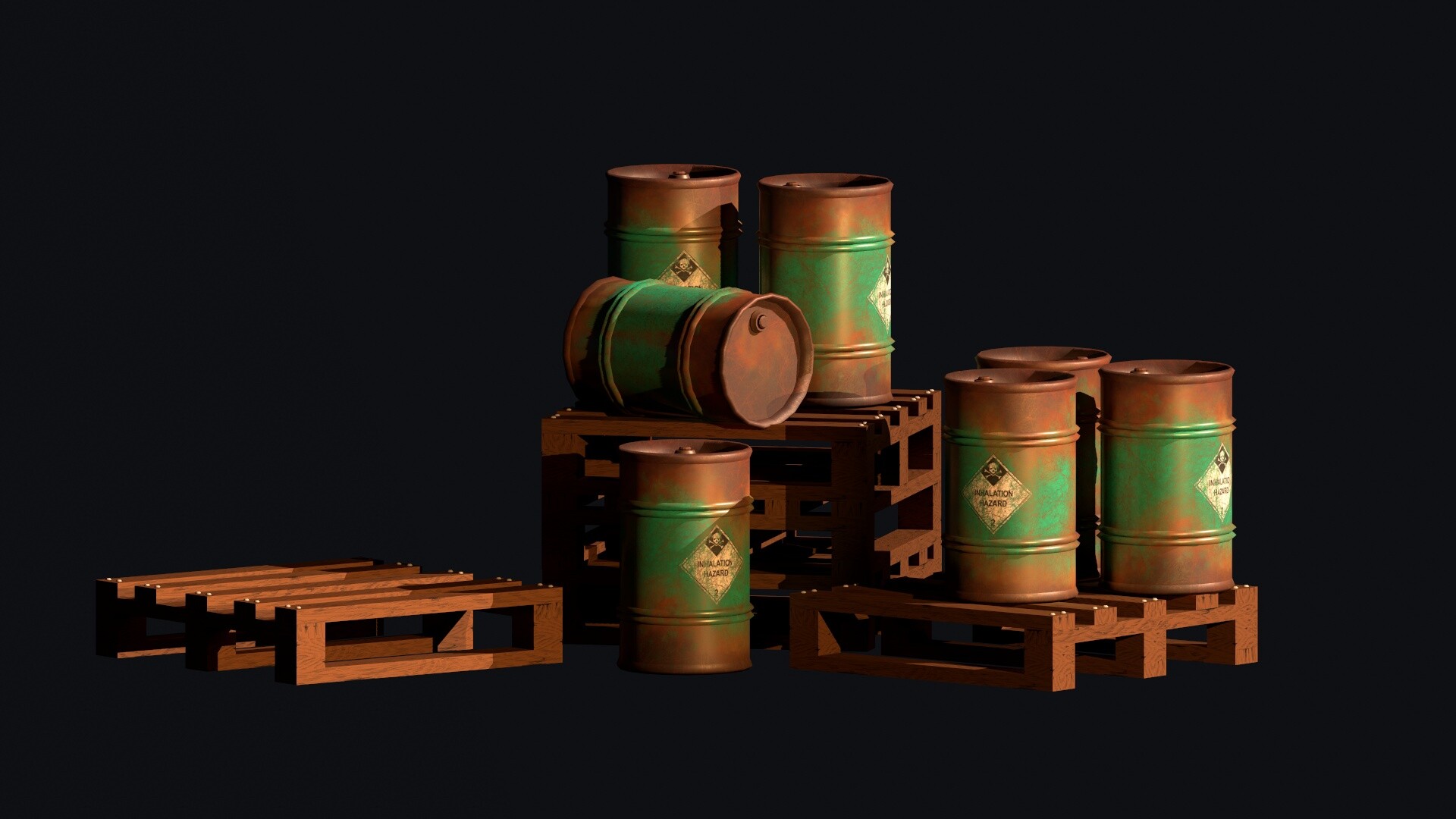 ArtStation - Toxic drum and pallet props