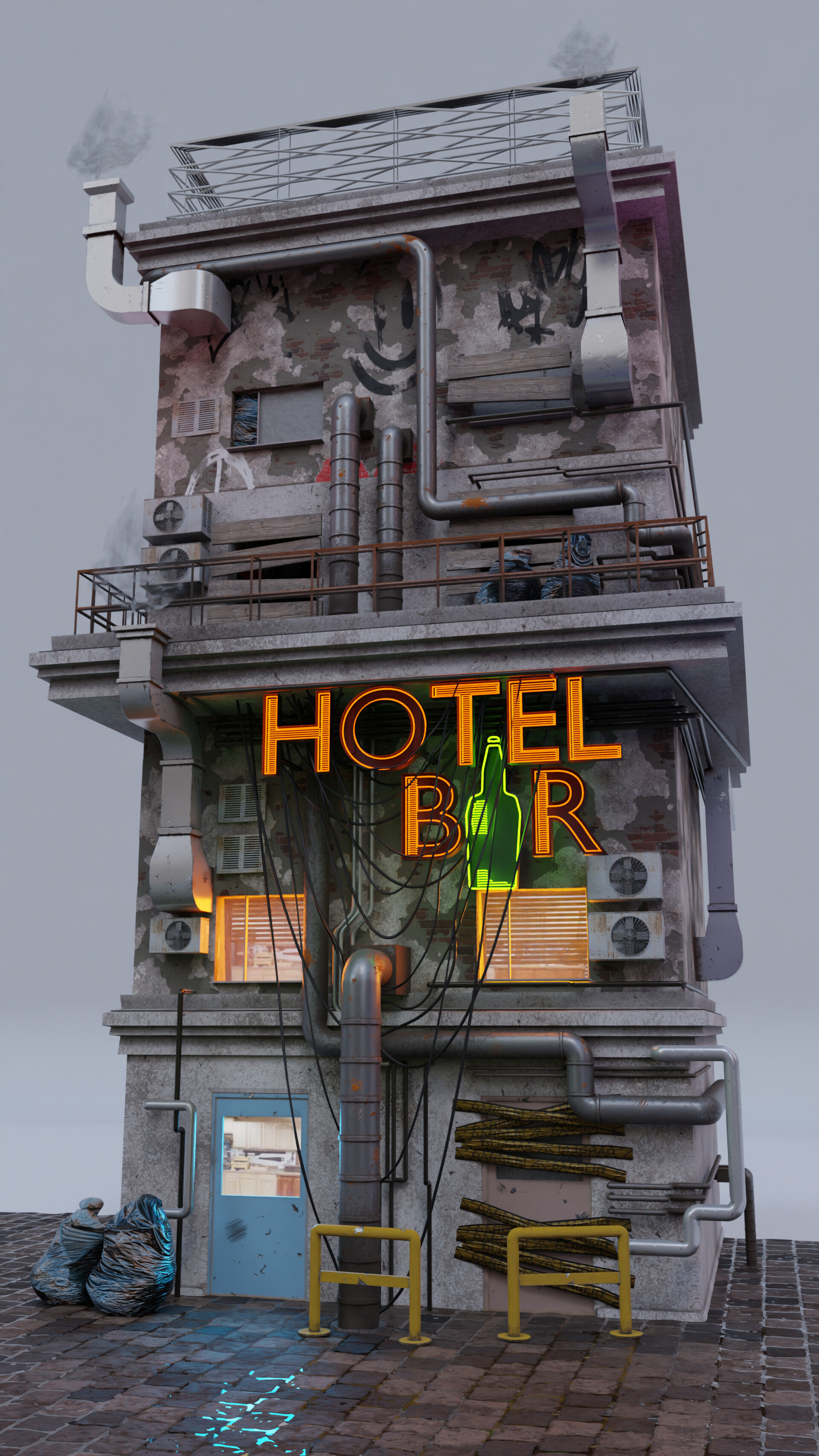 ArtStation - Cyber punk hotel building