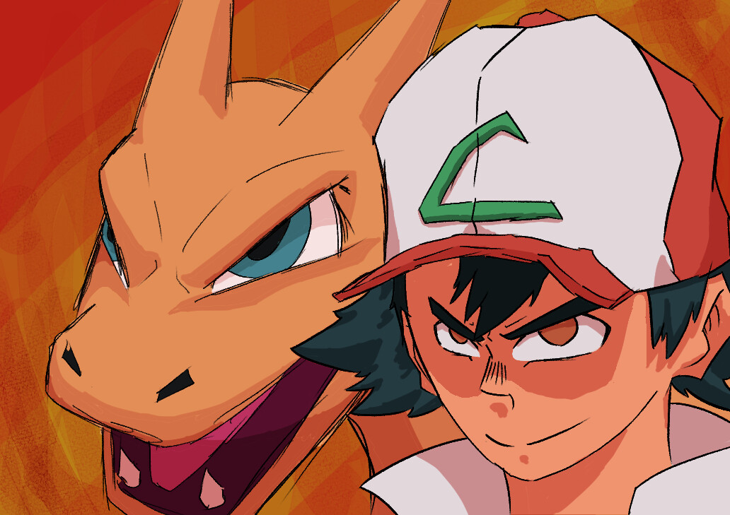 ArtStation - ash and charizard
