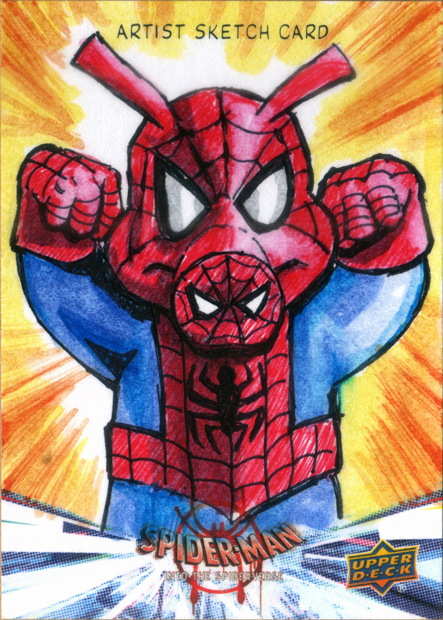 Dan Viloria - Official Spider-Ham Artist Sketch card for UpperDeck