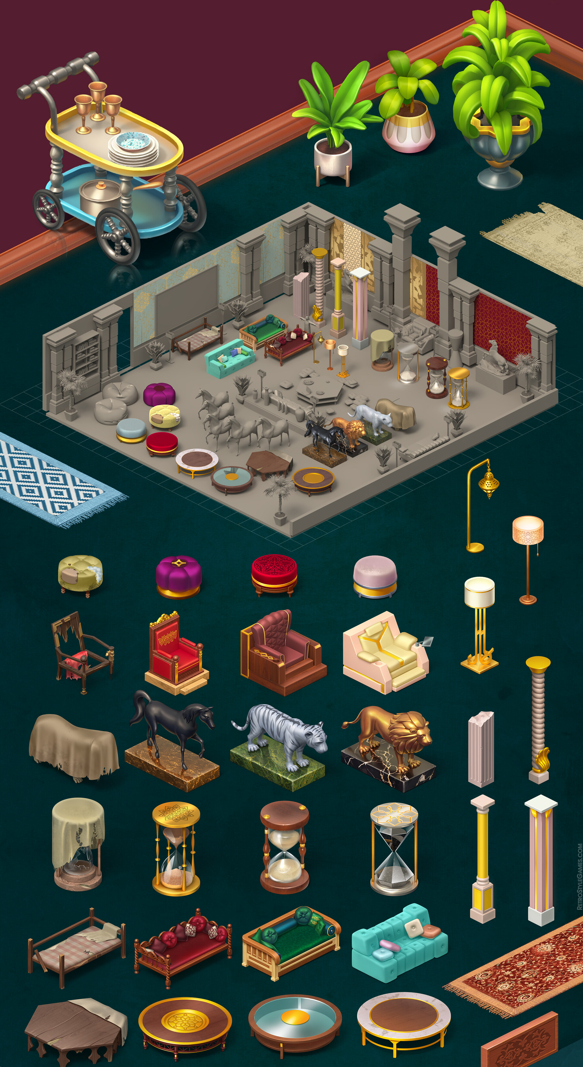 RetroStyle Games - Royal Isometric Sprites and 3D Character – Match 3 Game