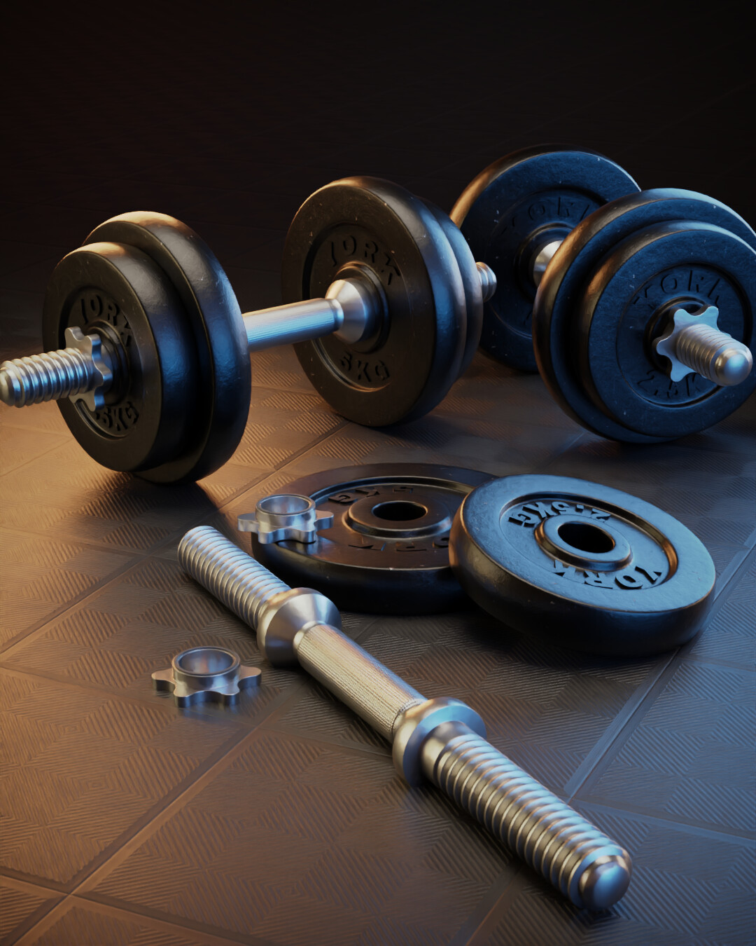 ArtStation - Adjustable Weight Dumbbells model in Blender
