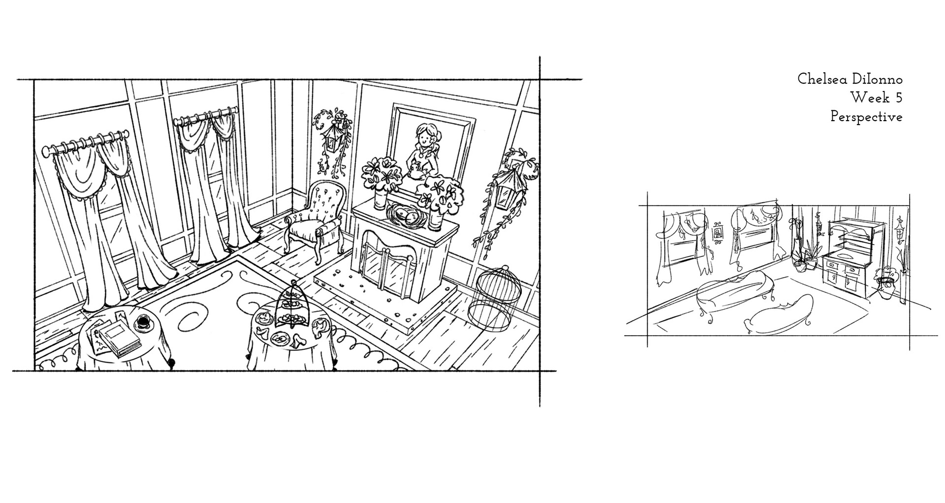 ArtStation - Victorian Parlor Sketch and Study