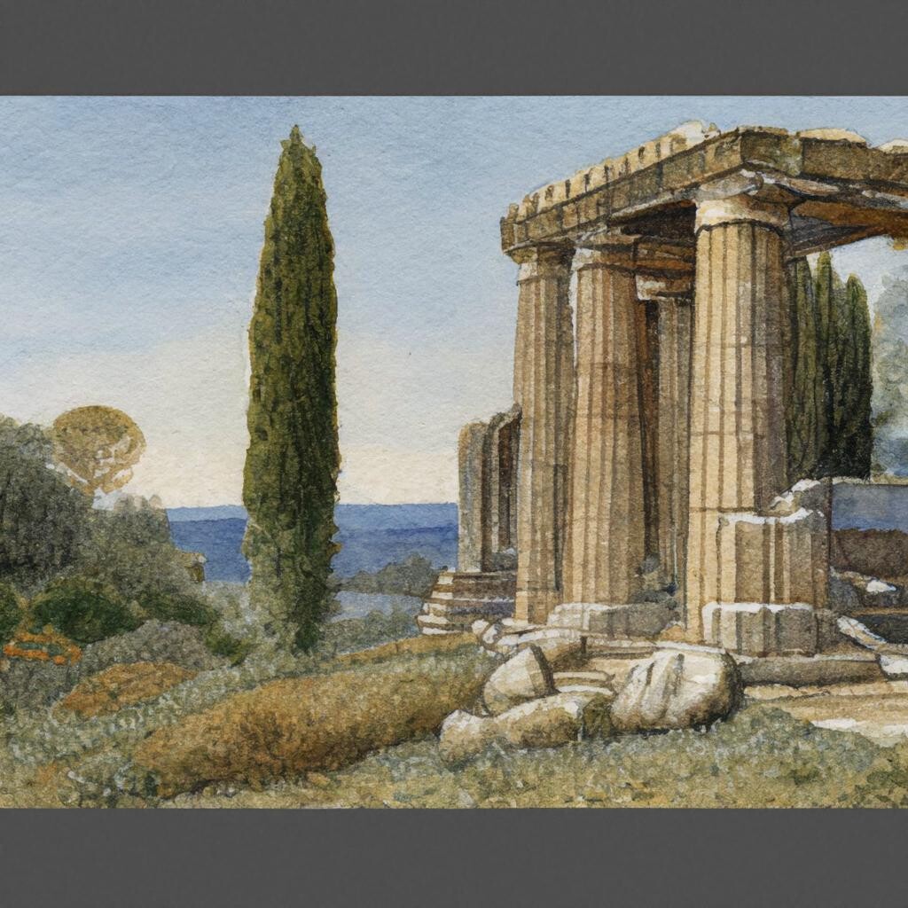 ArtStation - [AI] Greek temple ruins in mediterranean landscape, by ...