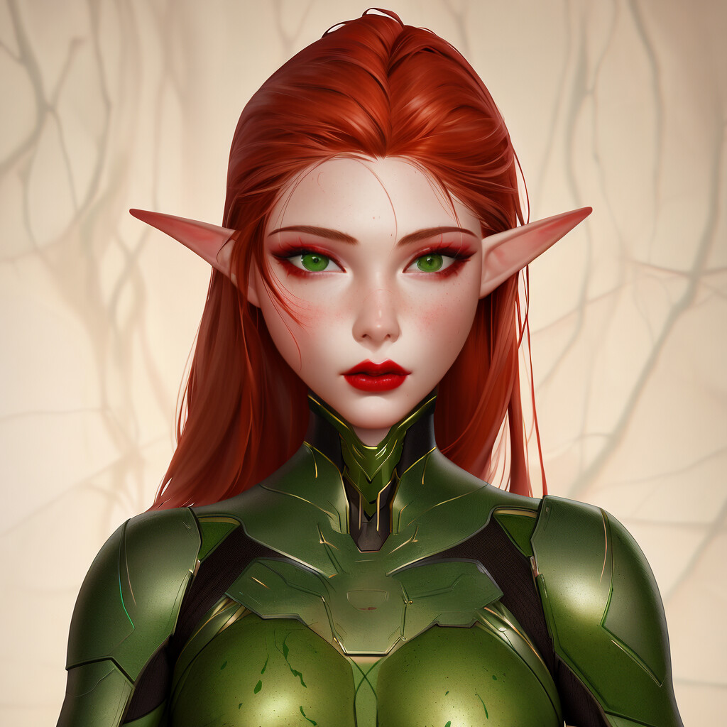 Maidor Elf In Red Hair Ai