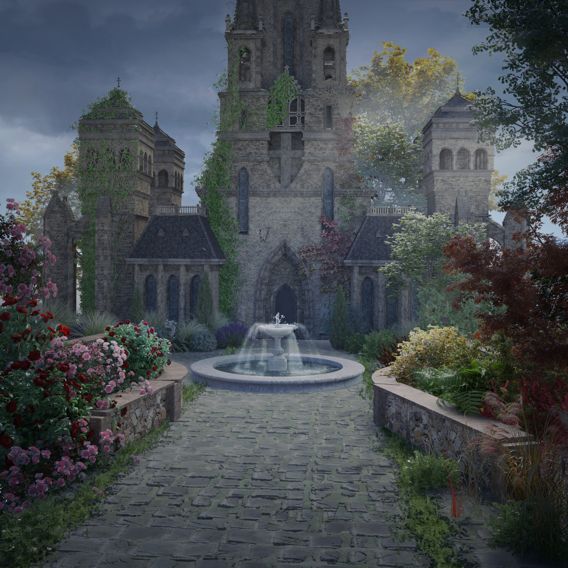 ArtStation - Garden near the castle