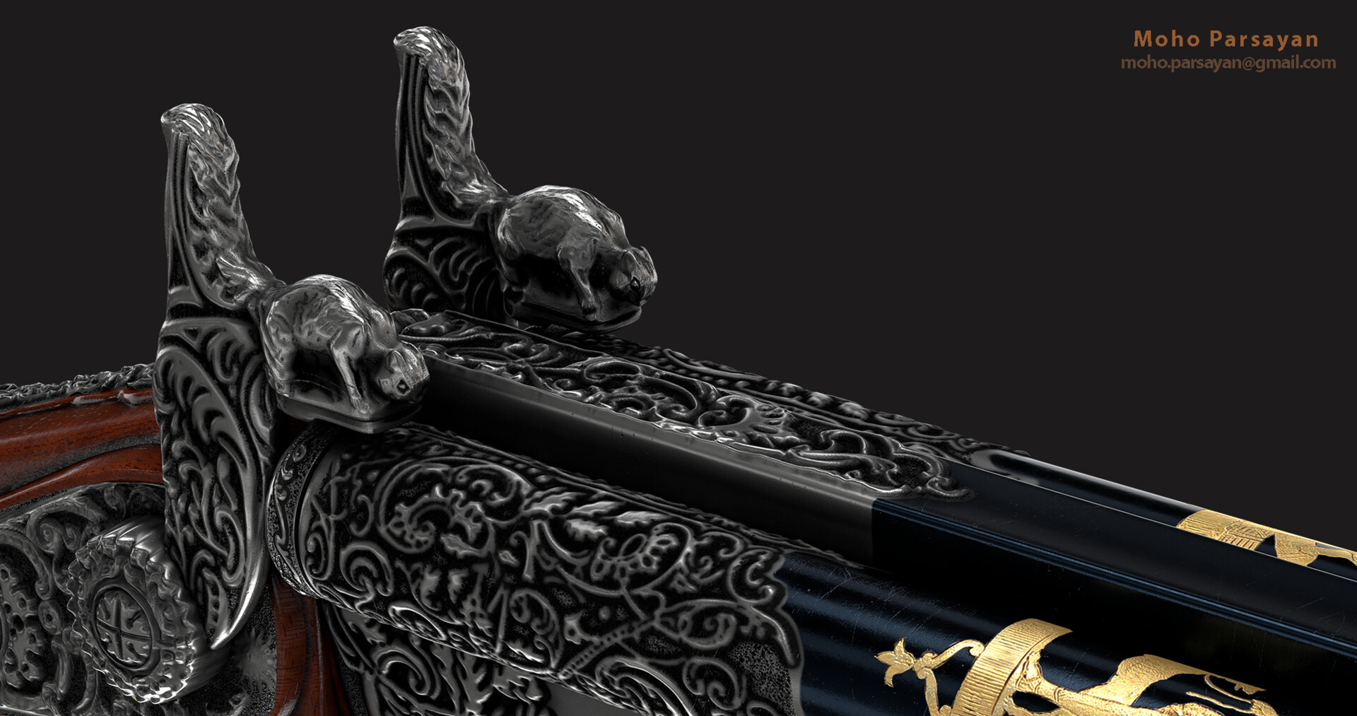 ArtStation - Double-Barrel Breech-Loading Pinfire Shotgun