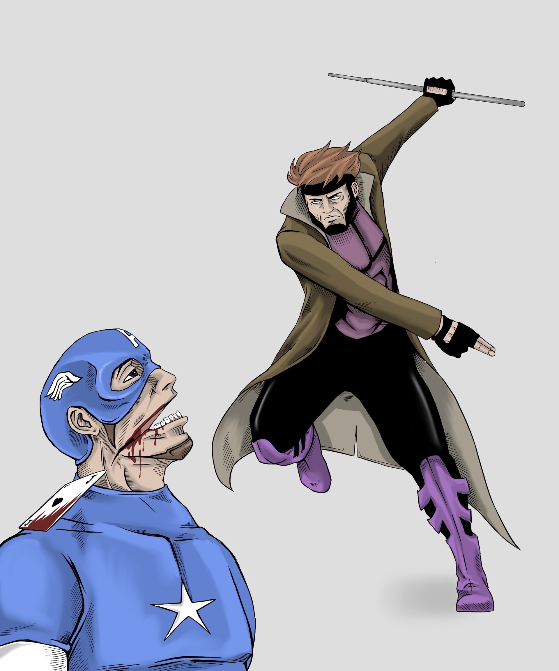 ArtStation - Gambit vs Captain America