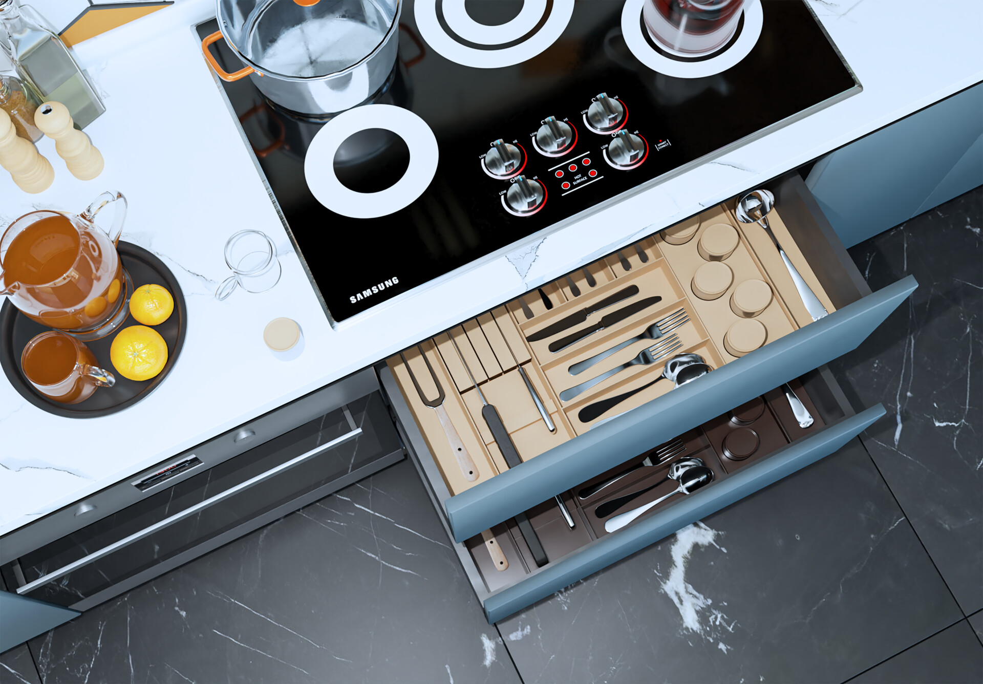 ArtStation - Organized Units in Drawer Cutlery, Kitchen interior design ...