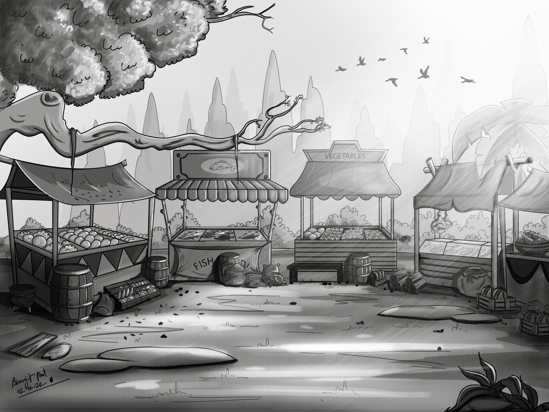 ArtStation - Market day time