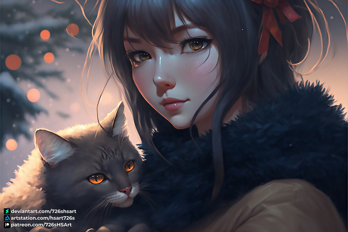 ArtStation - (15) Cat lover (winter) 4