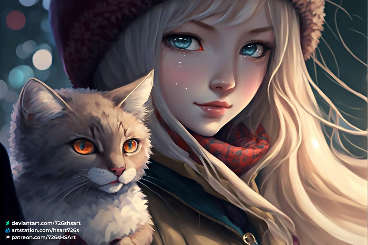 ArtStation - (15) Cat lover (winter) 6