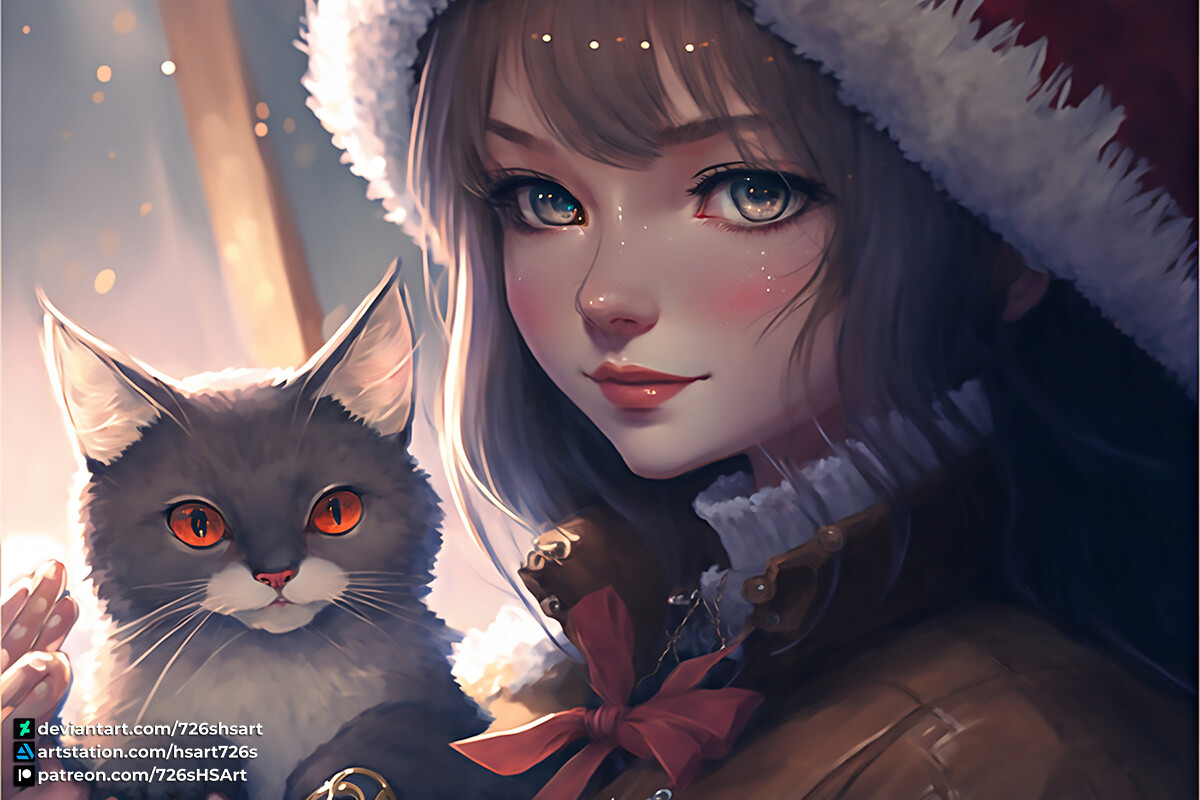 ArtStation - (15) Cat lover (winter) 7