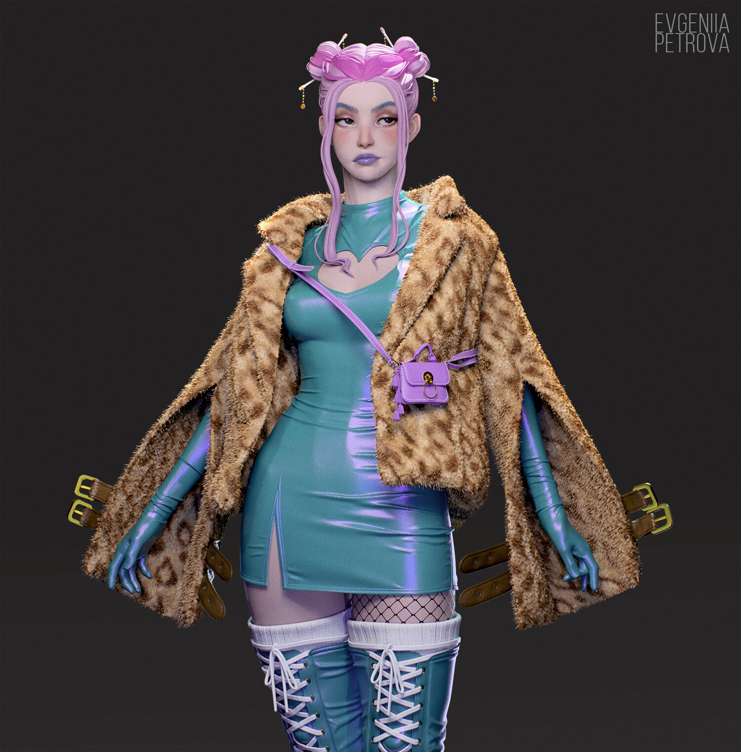 ArtStation - Girl in a fur coat.