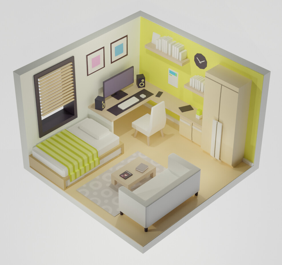 ArtStation - (3D) Student Bedroom