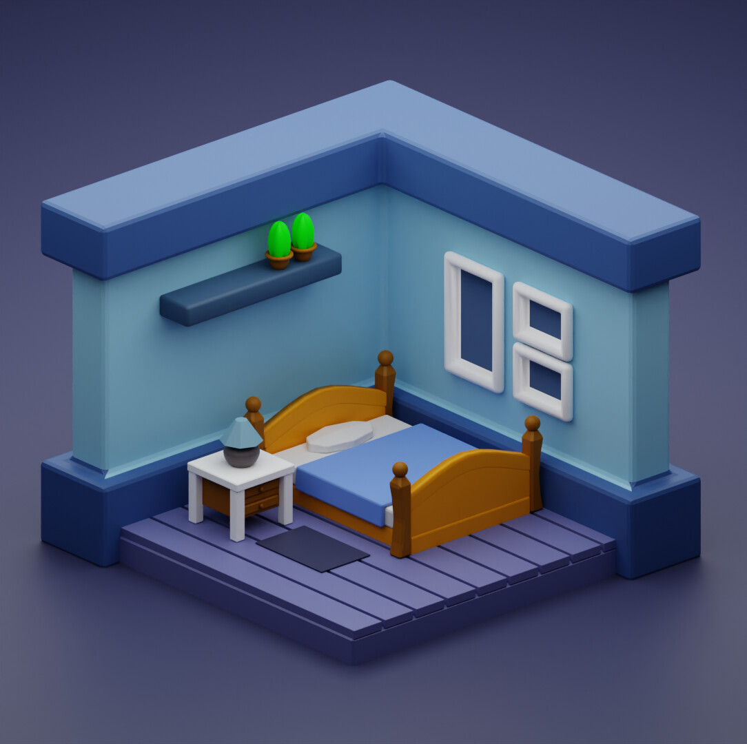 ArtStation - Isometric Bed Room