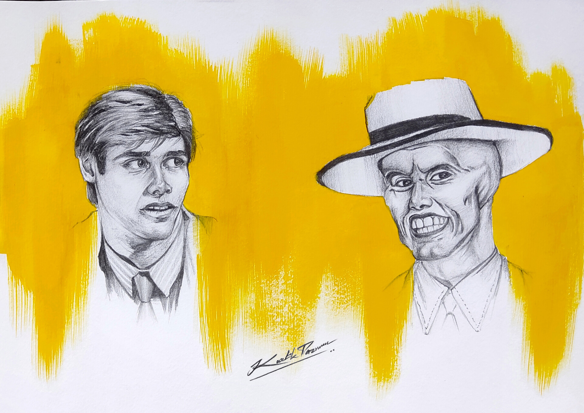 ArtStation - Jim Carrey, Graphite and poster color