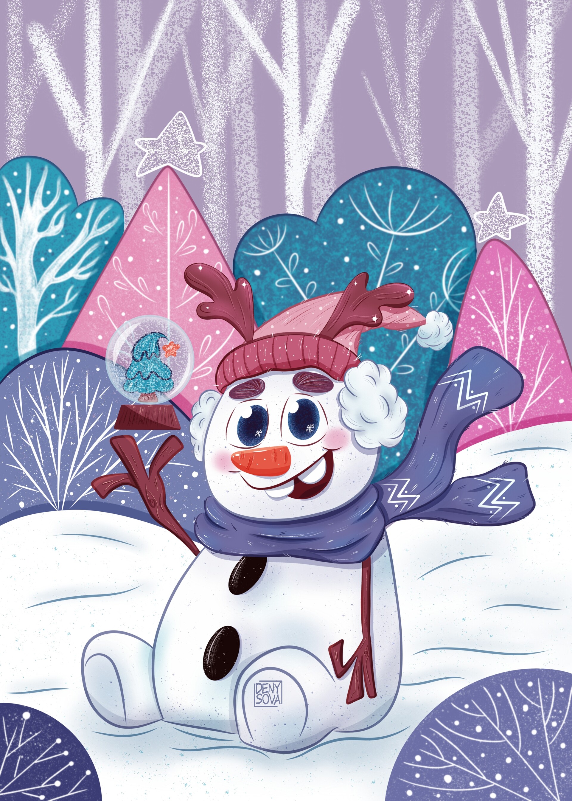 ArtStation - Cute snowman illustration