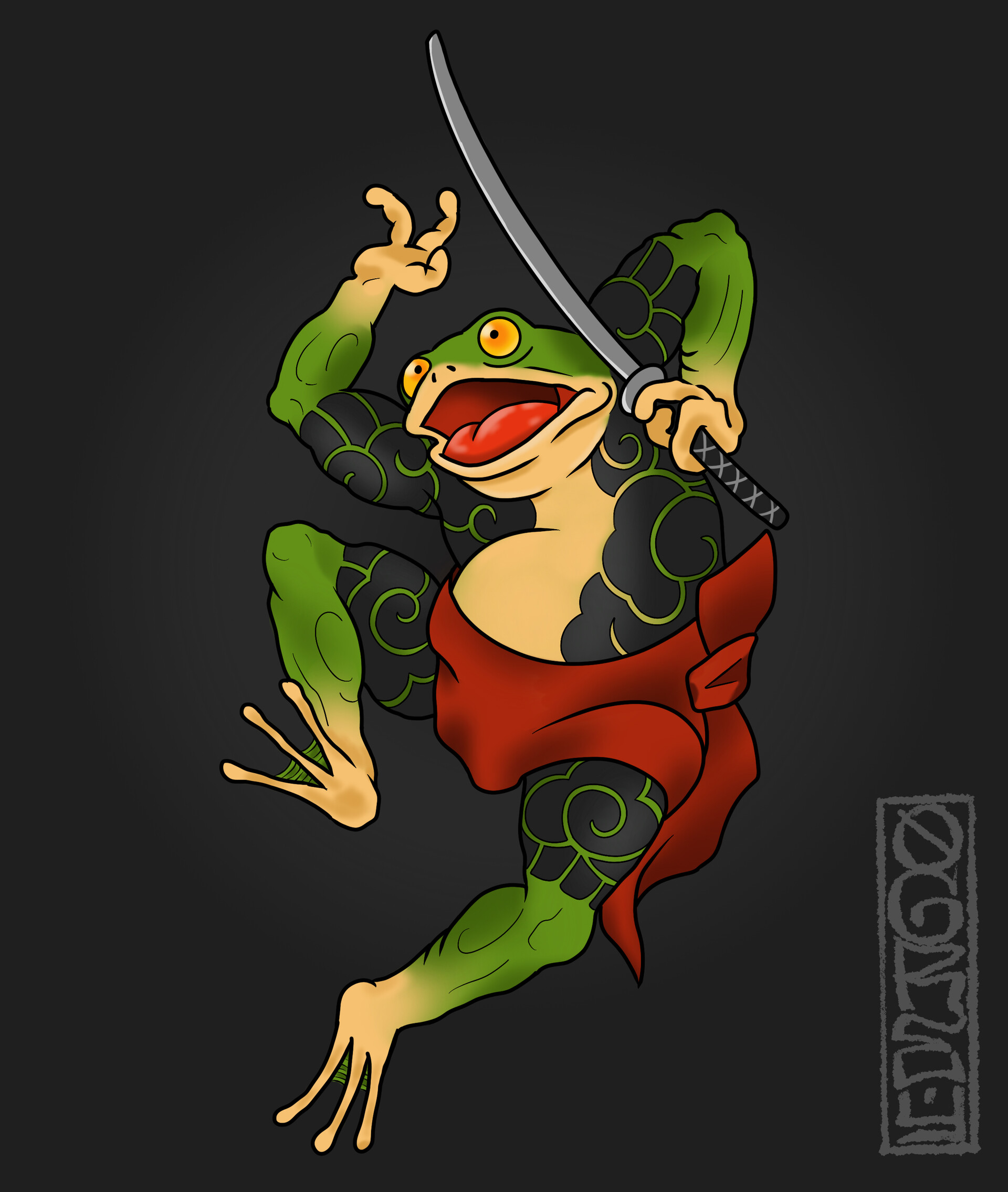 ArtStation - Frog Samurai illustration