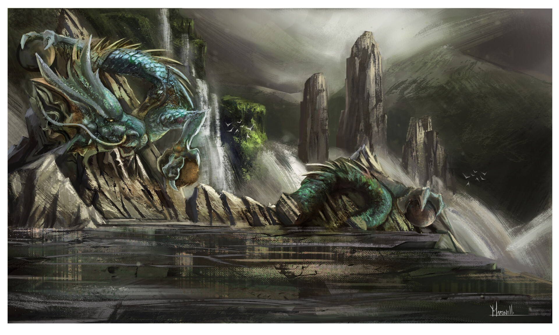 ArtStation - The hidden mountain dragon