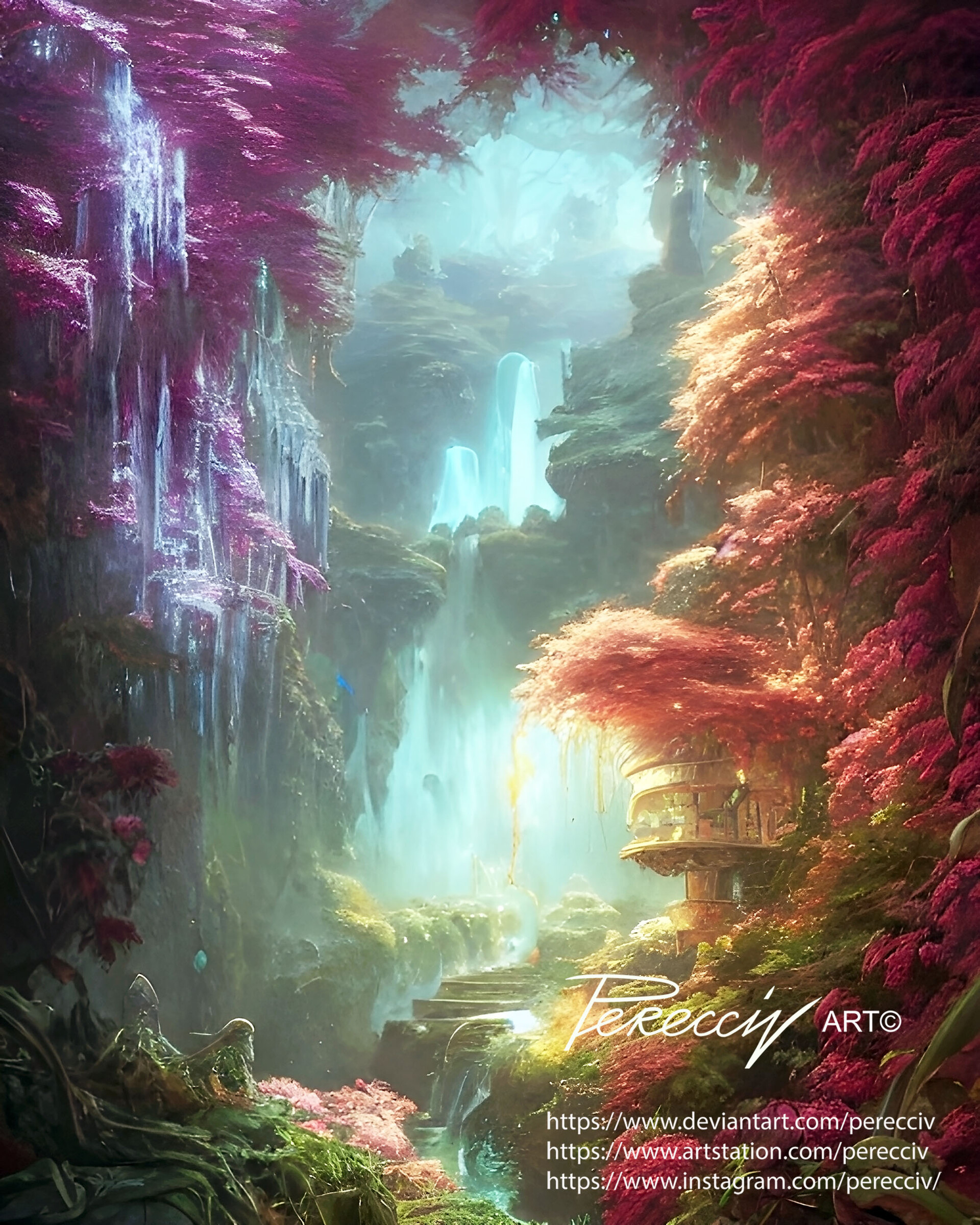 ArtStation - Magic Journeys: stairs in a magical forest