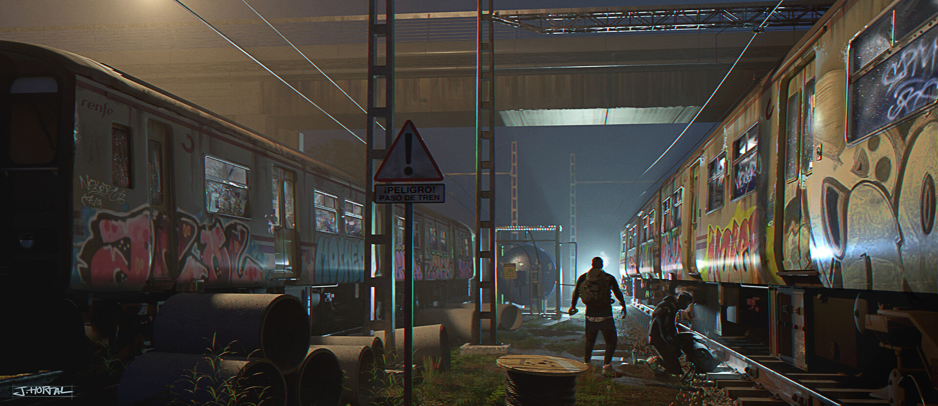 ArtStation - Night yard painting