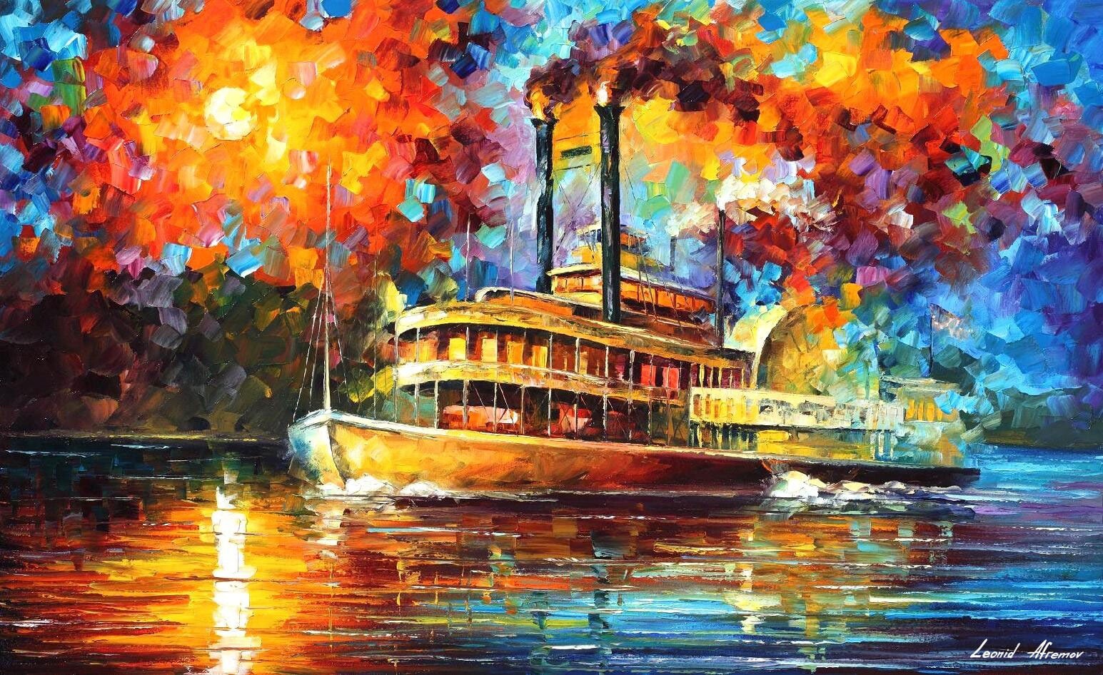 ArtStation - STEAMBOAT — PALETTE KNIFE Oil Painting On Canvas By Leonid ...