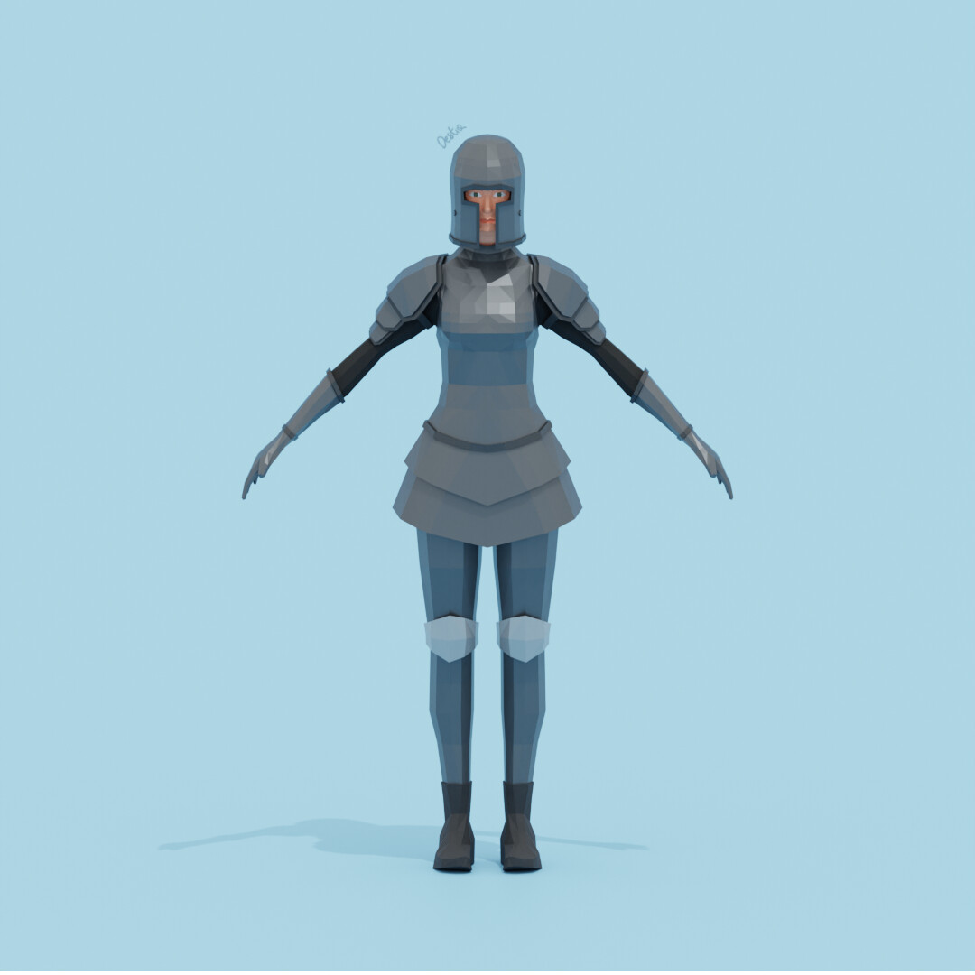 Destia - 3D Lowpoly Female Steel Armor